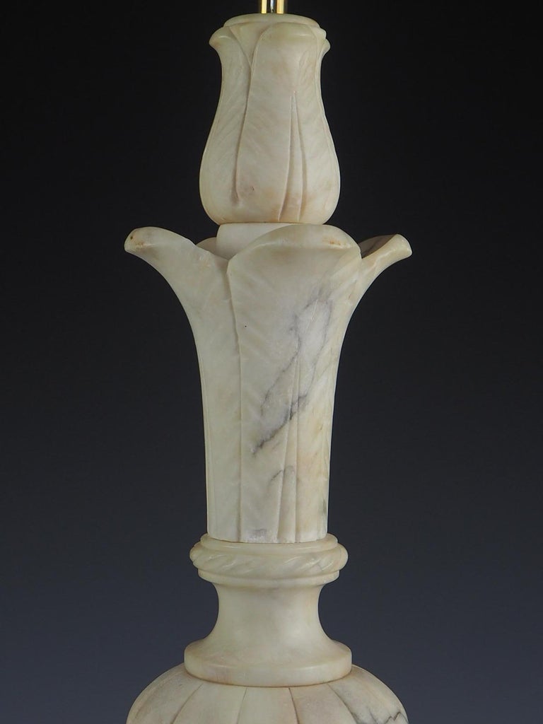 Mid Century Hand Carved Italian Alabaster Table Lamp For Sale at 1stDibs