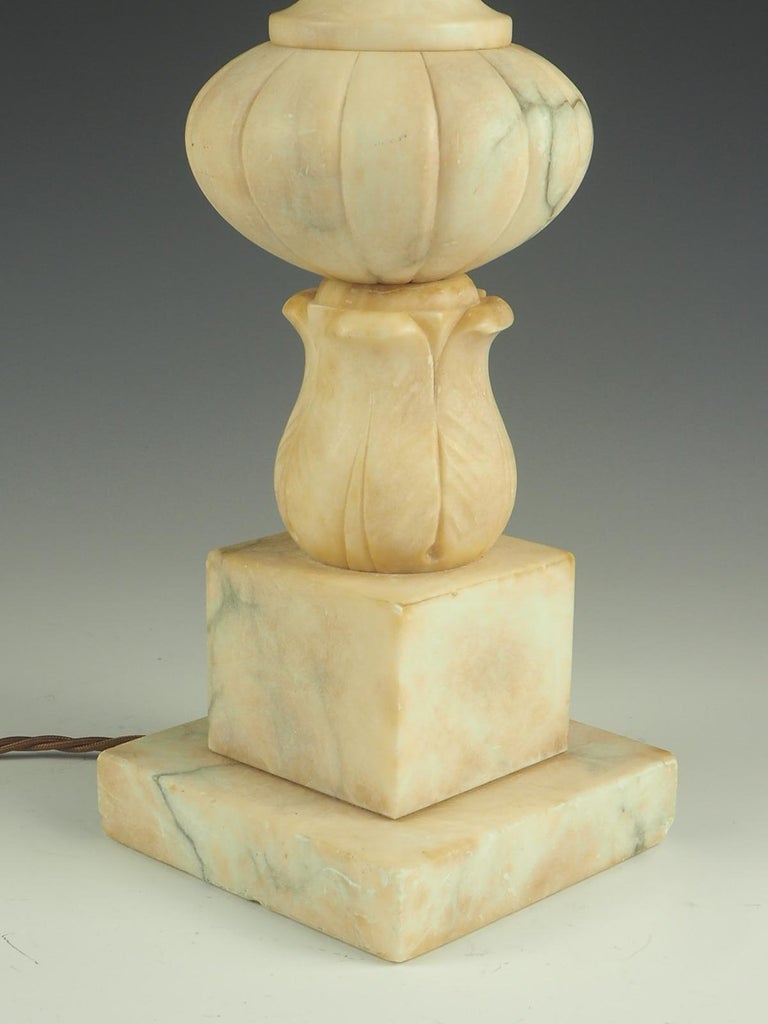 Mid Century Hand Carved Italian Alabaster Table Lamp For Sale at 1stDibs
