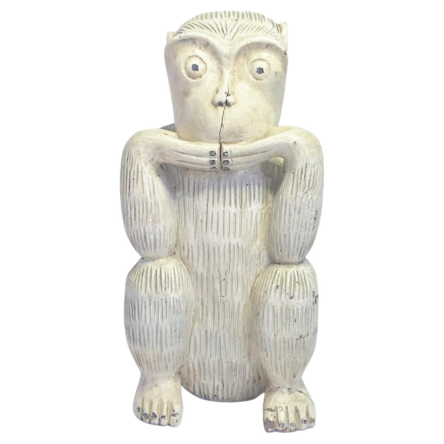 Carved Wooden Monkey Sculpture at 1stDibs