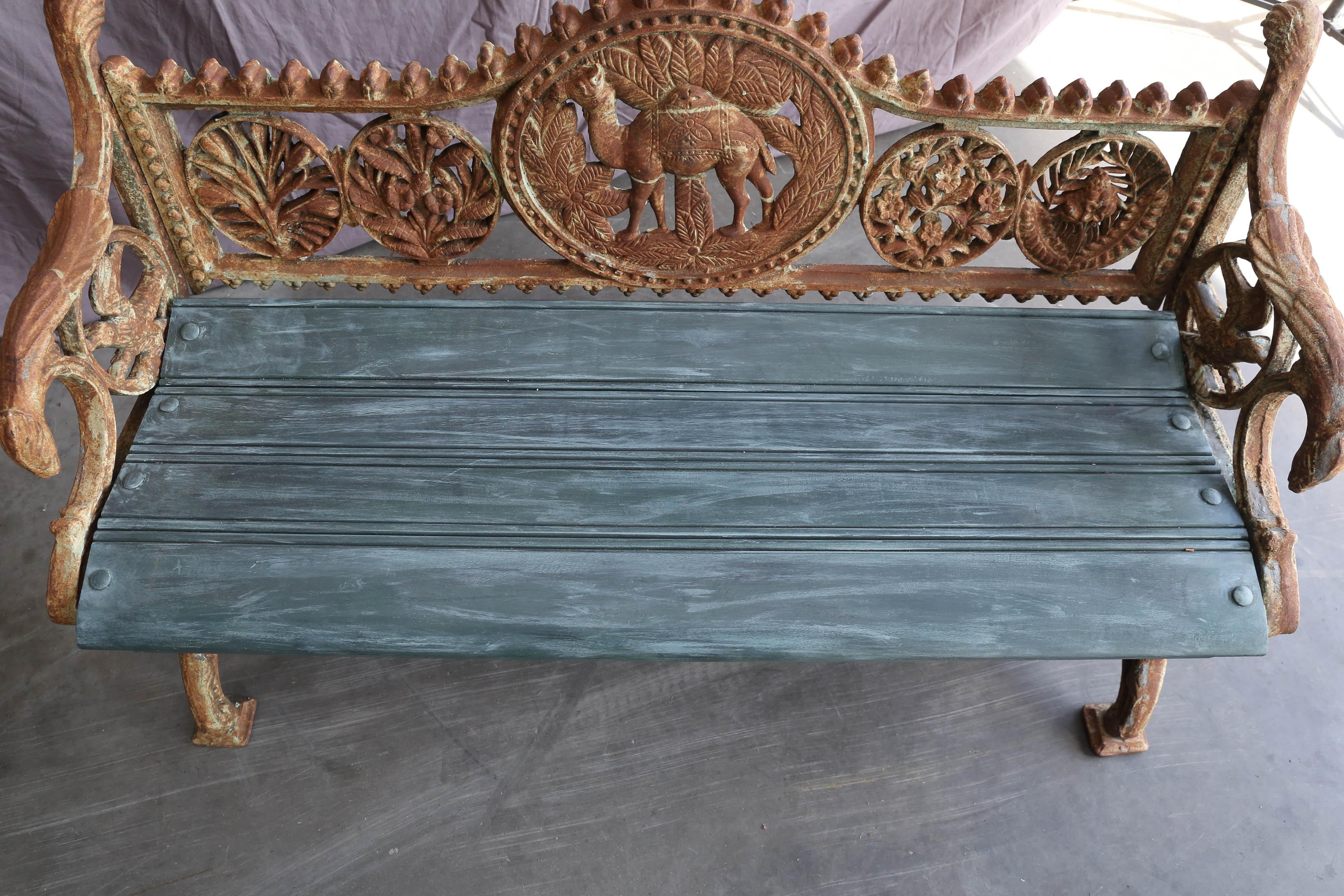 Mid-Century Hand Crafted Cast Iron and Teak Wood Rail Road Station ...