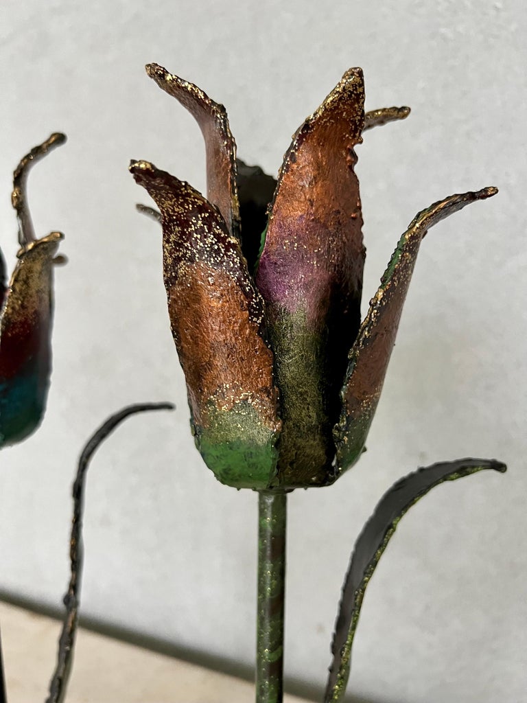 Mid-Century Hand-Made Iron Candlesticks, Pair For Sale at 1stDibs