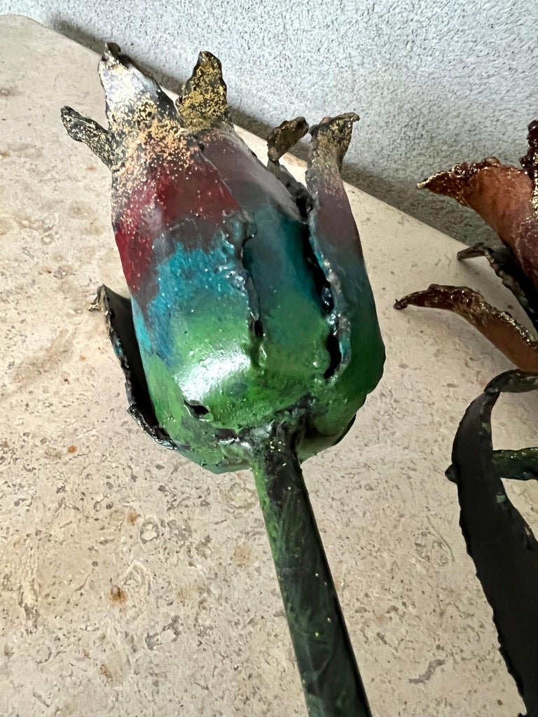 Mid-Century Hand-Made Iron Candlesticks, Pair For Sale at 1stDibs