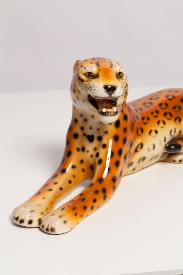 Mid Century Hand Painted Ceramic Leopard Sculpture, Italy, 1960s For ...