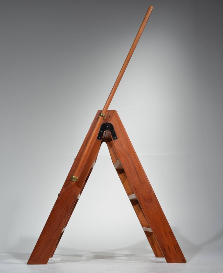 Midcentury Handcrafted Danish Step Ladder in Teak and Brass at 1stDibs