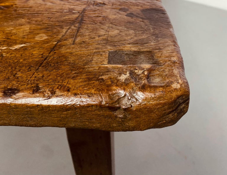 Midcentury Handmade French Rural Oak Dining Table with Smithing, 1960s ...