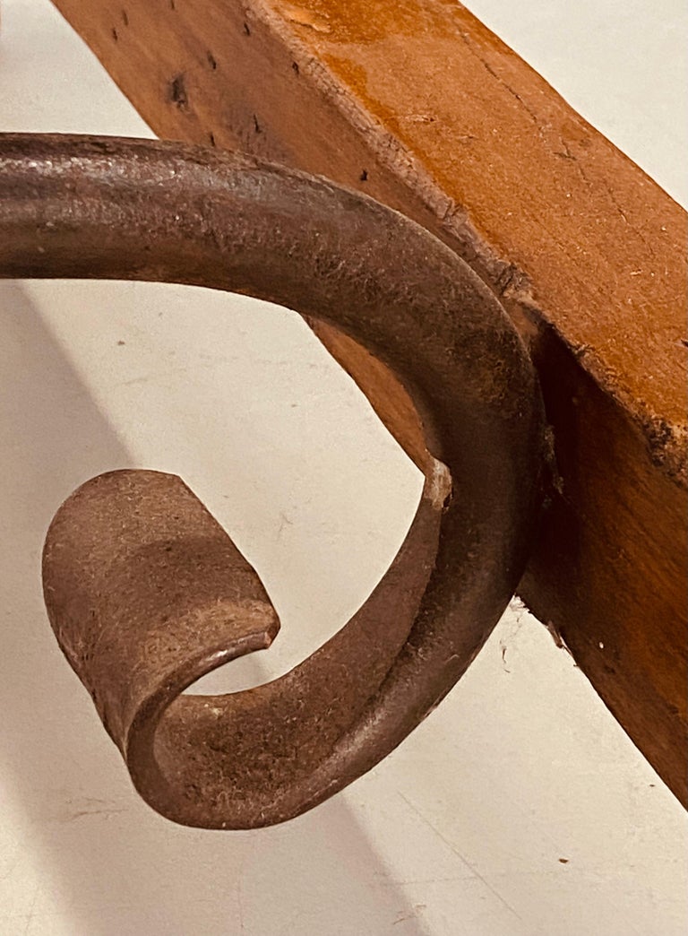 Midcentury Handmade French Rural Oak Dining Table with Smithing, 1960s ...