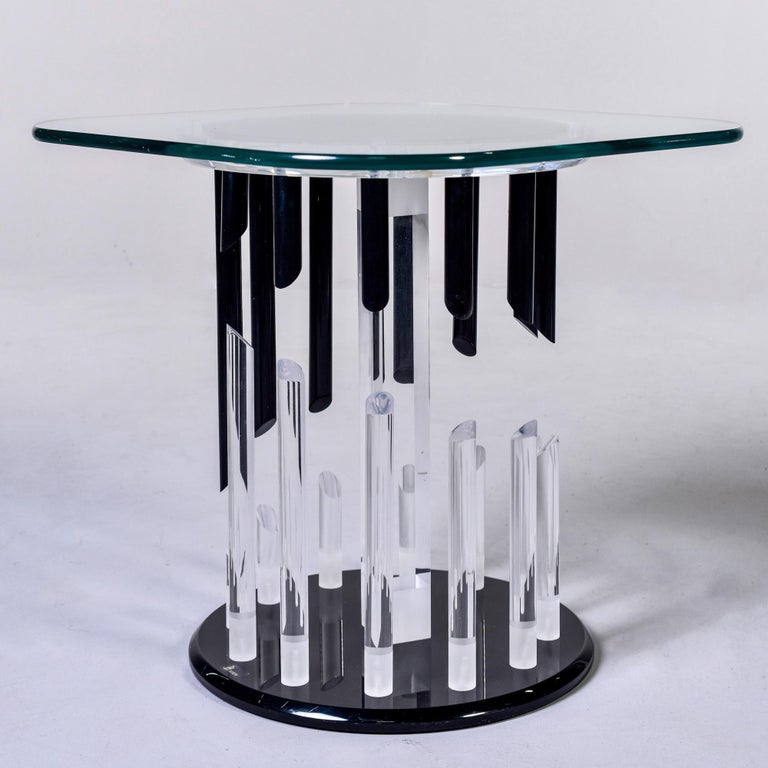 Midcentury Haziza Clear and Black Lucite Side Table For Sale at 1stDibs