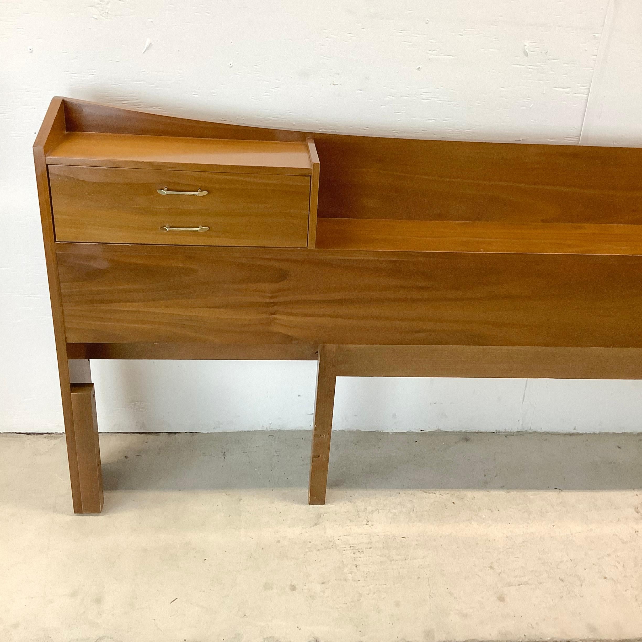 Mid-Century Headboard With Built-In Nightstands For Sale at 1stDibs