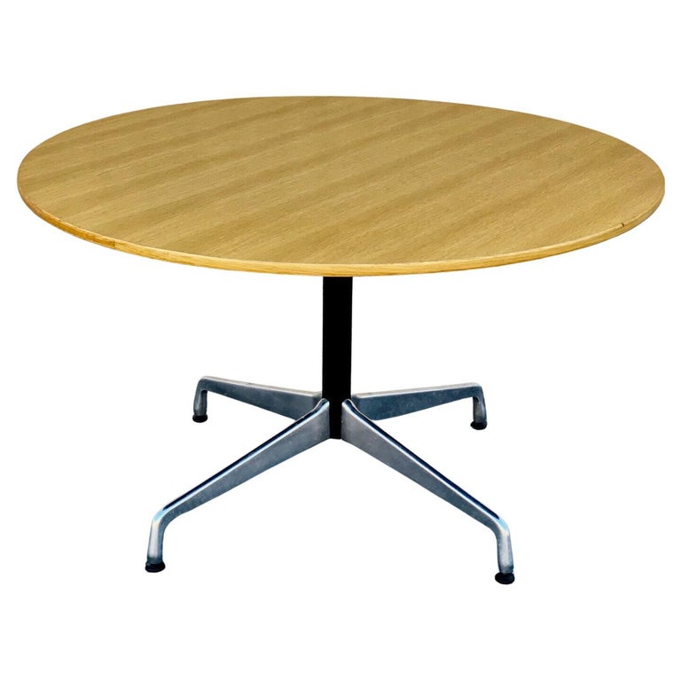 Mid Century Herman Miller Oak Eames Round Dining Table at 1stDibs