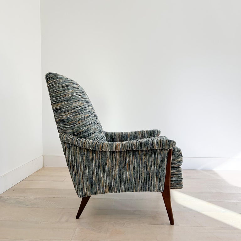 Mid-Century High Back Lounge Chair w/ Sculpted Walnut Legs, New ...