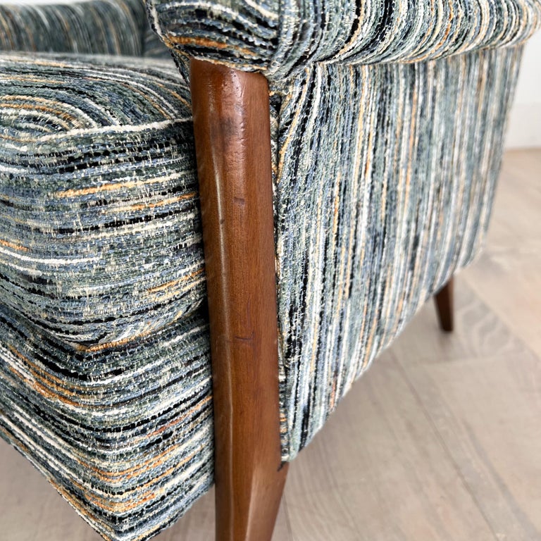 Mid-Century High Back Lounge Chair w/ Sculpted Walnut Legs, New ...