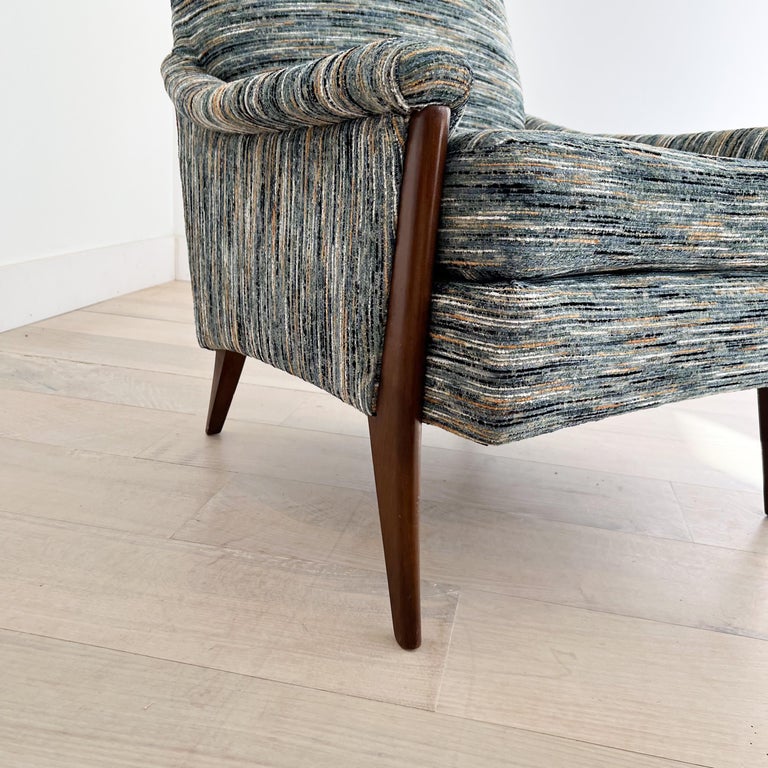 Mid-Century High Back Lounge Chair w/ Sculpted Walnut Legs, New ...