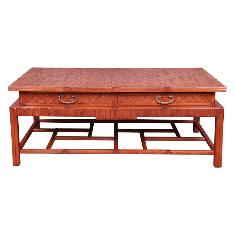 Mid-Century Hollywood Regency Bamboo Rattan Cocktail Table, Circa 1950s ...