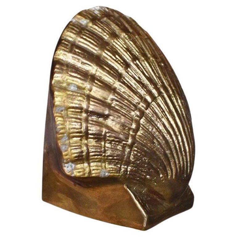 Mid Century Hollywood Regency Brass Sea Shell Bookend For Sale at 1stDibs
