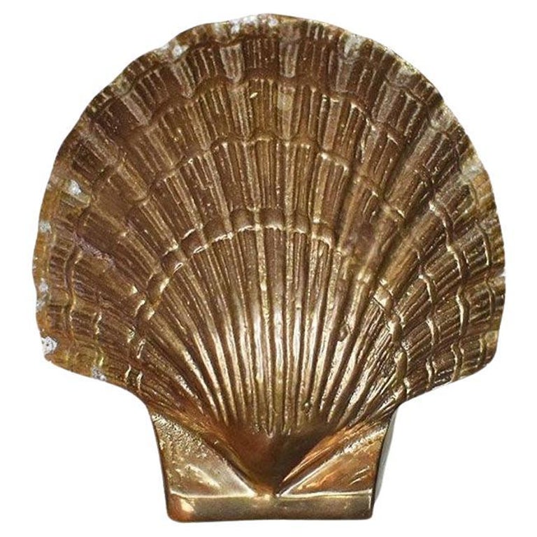 Mid Century Hollywood Regency Brass Sea Shell Bookend For Sale at 1stDibs