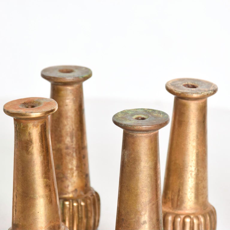 Midcentury Regency Fancy Italian Brass Sabot Leg Tips Set of 6 For Sale ...