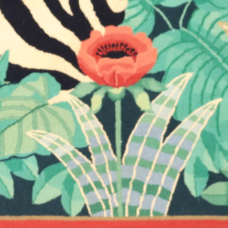 Mid-Century Hook Area Rug with Tropical Birds and Animals For Sale at ...