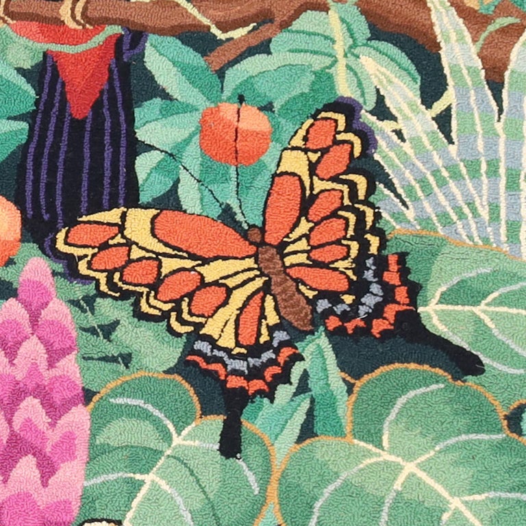 Mid-Century Hook Area Rug with Tropical Birds and Animals For Sale at ...