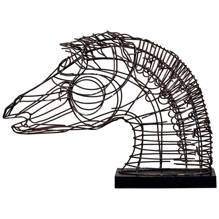 Mid Century Horse Bust Open Work Iron Sculpture at 1stDibs
