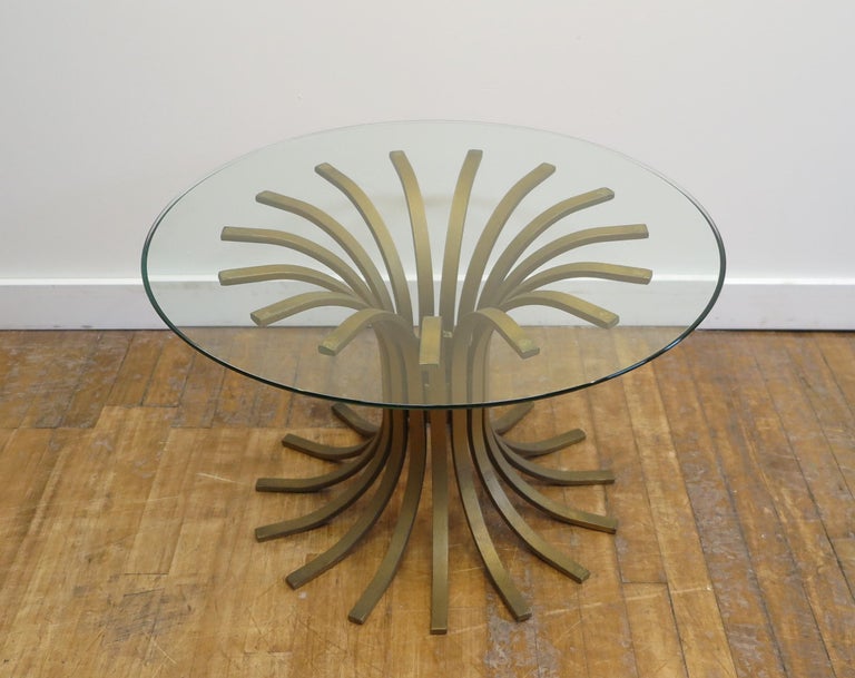 Midcentury Hourglass Form Glass Top End Side Table For Sale at 1stDibs