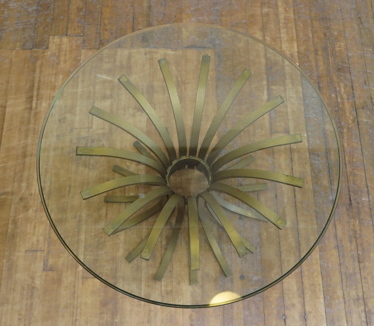 Midcentury Hourglass Form Glass Top End Side Table For Sale at 1stDibs