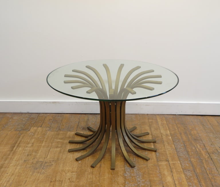 Mid Century Hourglass form Glass Top End Side Table For Sale at 1stDibs
