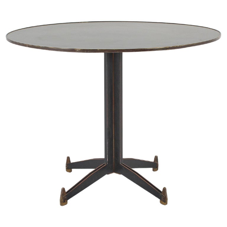 Mid-Century I. Gardella Wooden Formica, Brass and Metal Circular Table ...