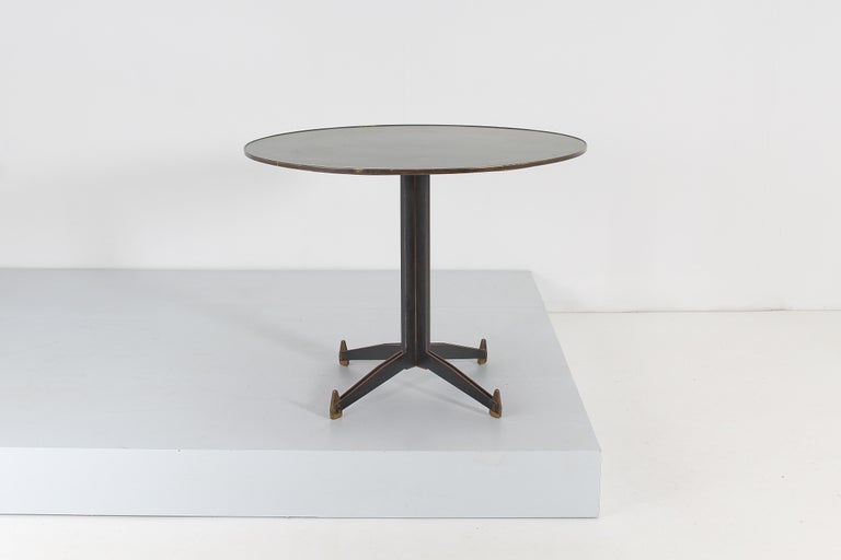 Mid-Century I. Gardella Wooden Formica, Brass and Metal Circular Table ...