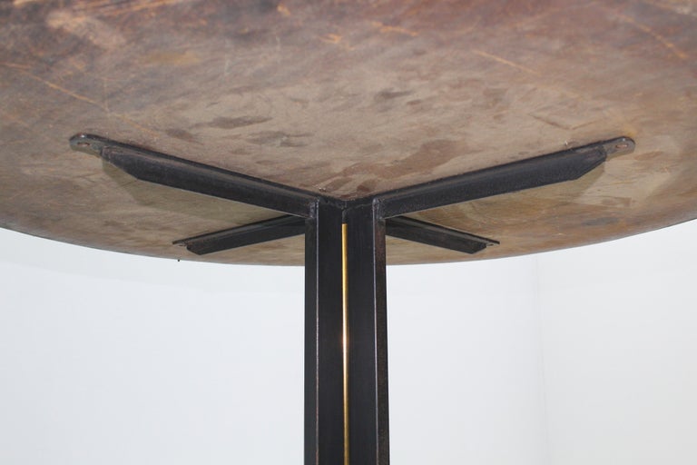 Mid-Century I. Gardella Wooden Formica, Brass and Metal Circular Table ...