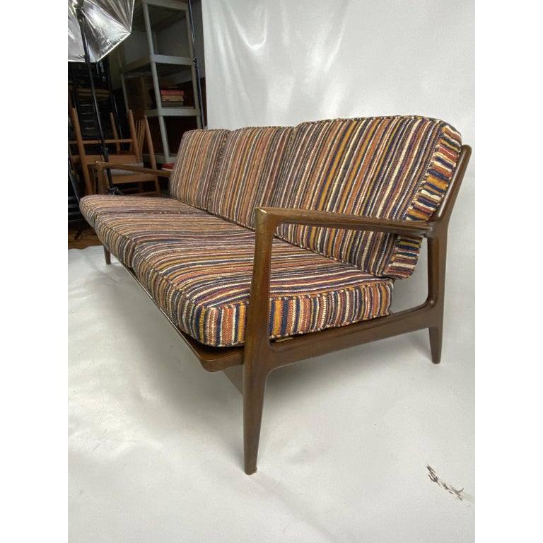 Mid-Century Ib Kofod-Larsen for Selig Walnut Sofa at 1stDibs
