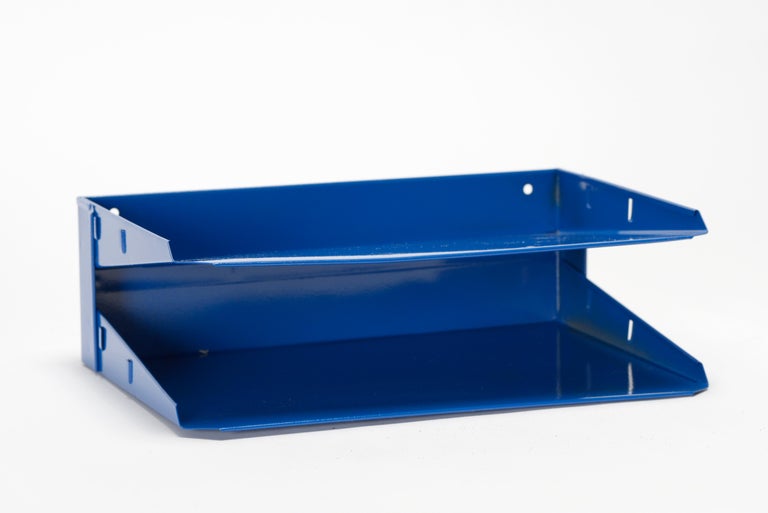 Midcentury In-n-Out Mail Tray Refinished in Royal Blue at 1stDibs
