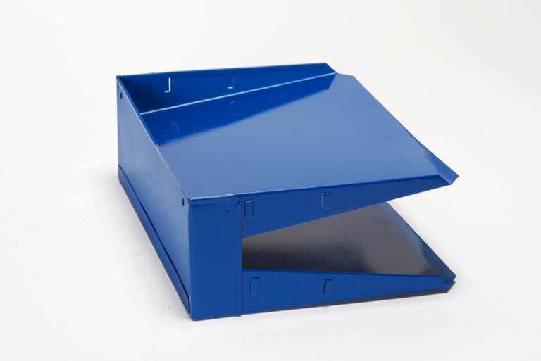 Midcentury In-n-Out Mail Tray Refinished in Royal Blue at 1stDibs