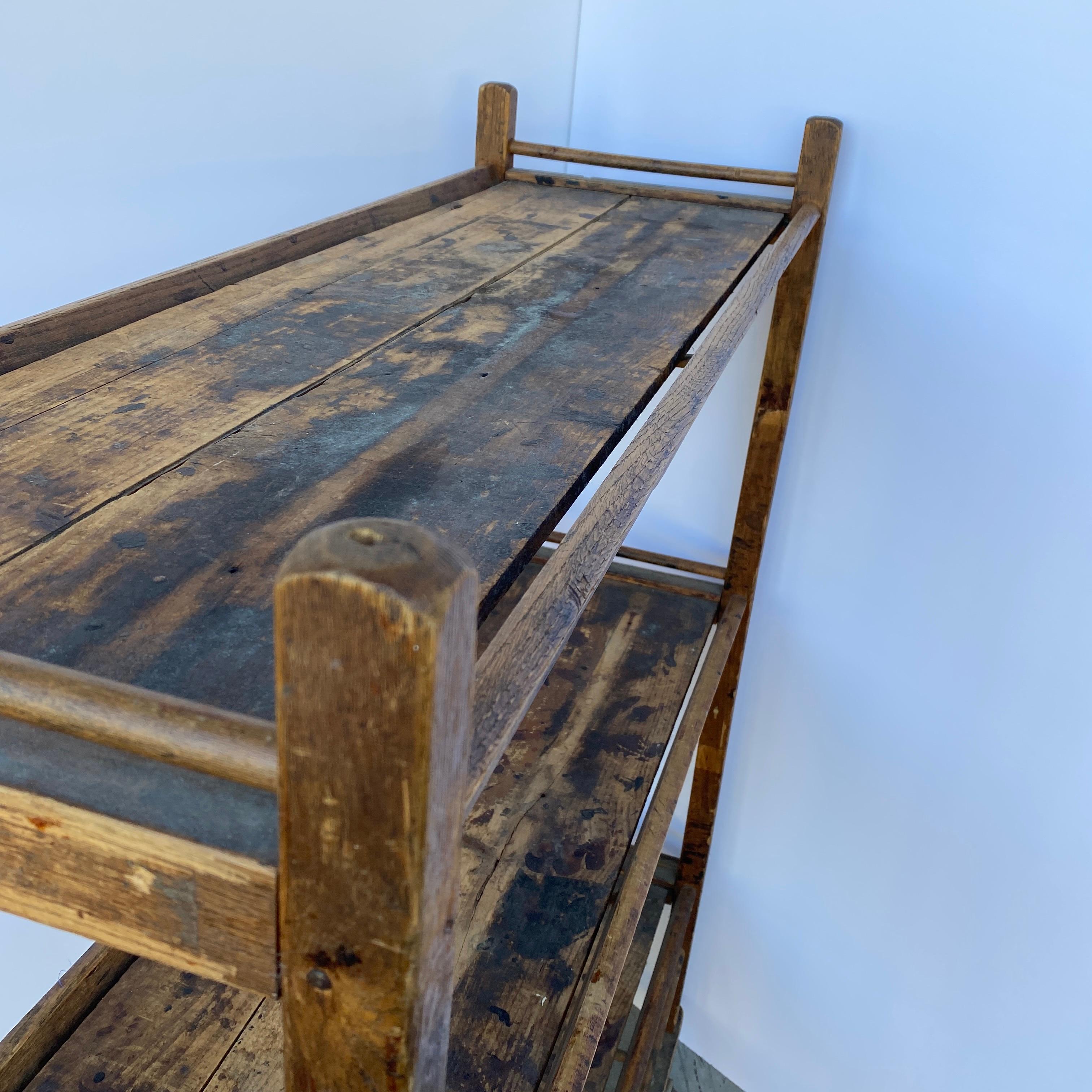 Mid Century Industrial 3 Tier Wood Bread Storage Rack at 1stDibs ...