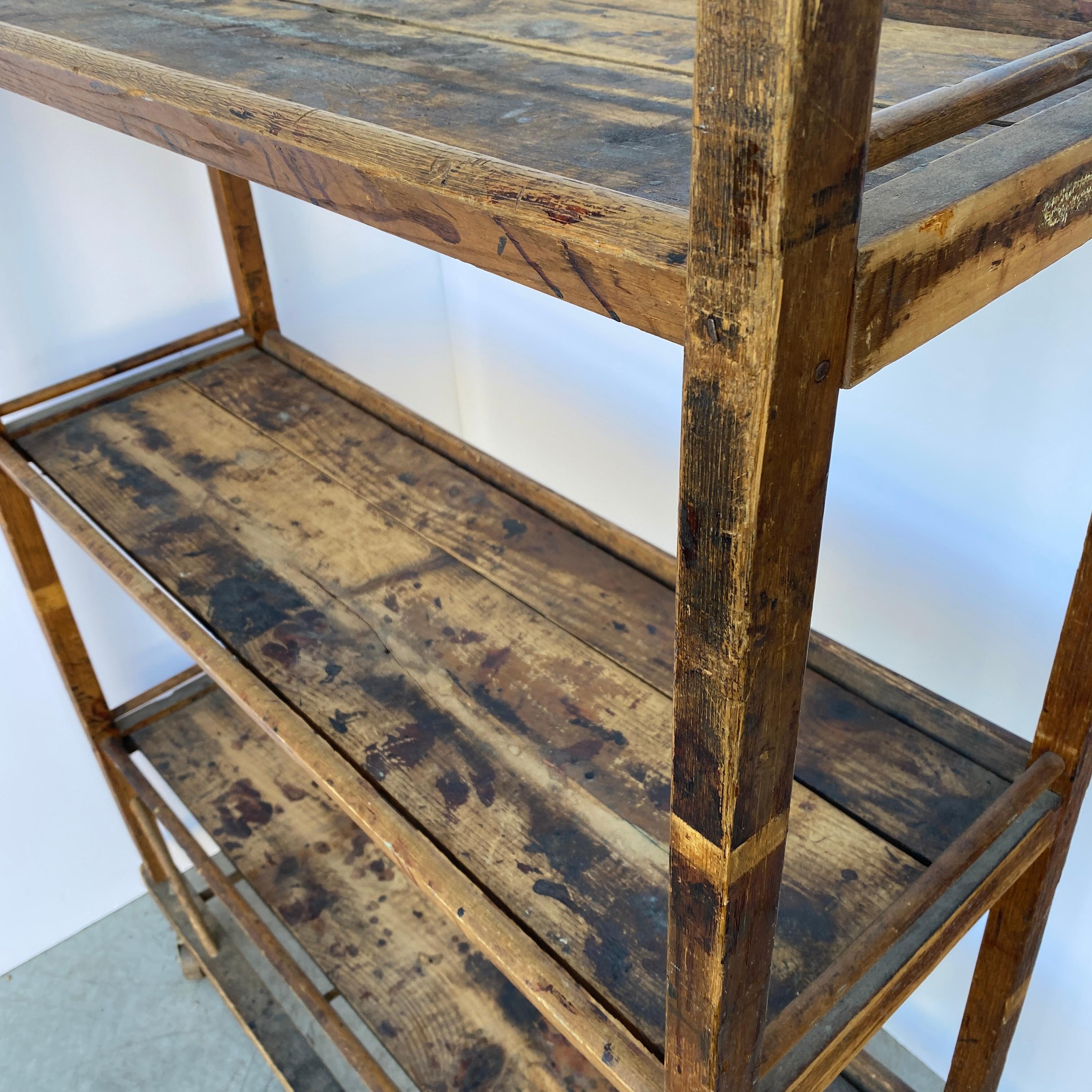 Mid Century Industrial 3 Tier Wood Bread Storage Rack at 1stDibs ...