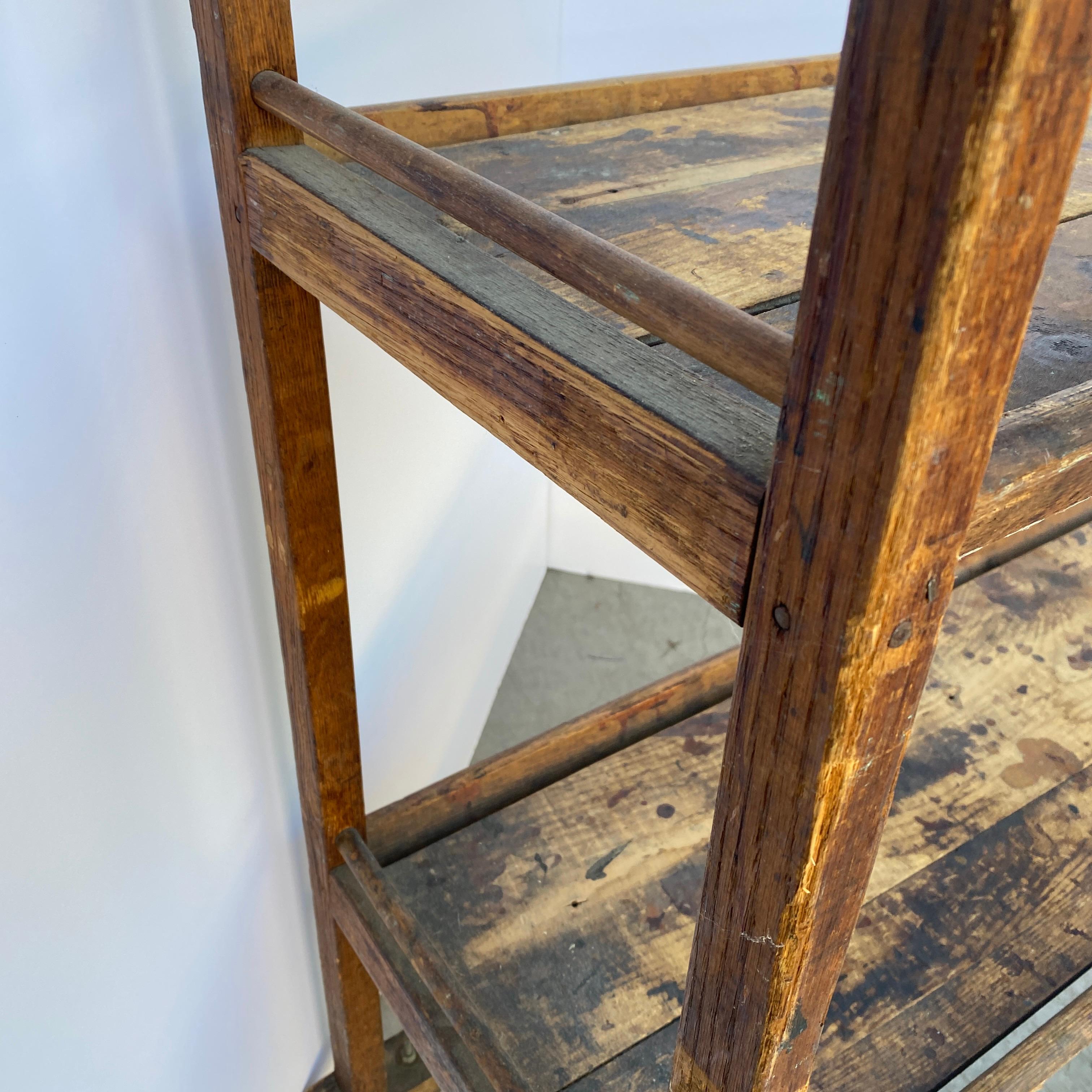 Mid Century Industrial 3 Tier Wood Bread Storage Rack at 1stDibs ...