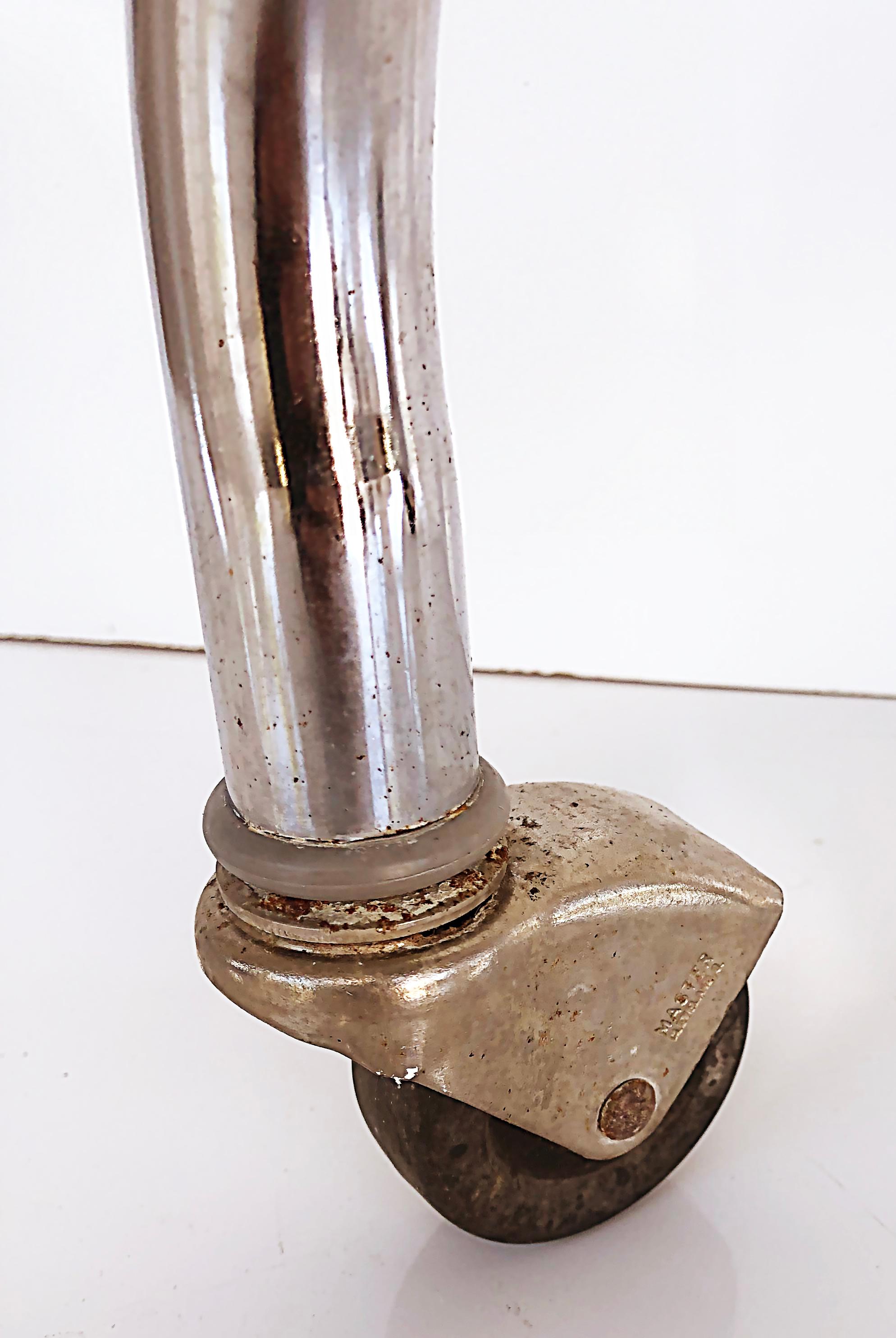 Mid-Century Industrial Adjustable Chrome Counter Stools on Casters ...