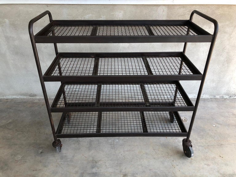 Midcentury Industrial Iron Wheeled Trolleys, 24 Piece Different Sizes ...