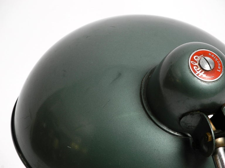 Mid Century Industrial Metal Table Lamp in Rare Petrol Green by Helo ...