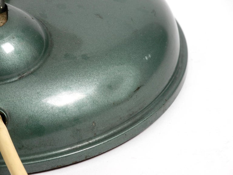 Mid Century Industrial Metal Table Lamp in Rare Petrol Green by Helo ...