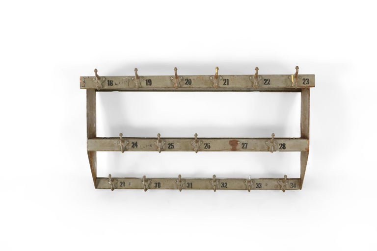 Mid-Century Industrial Unfinished Metal and Mesh Multi-Hook Wall Rack ...