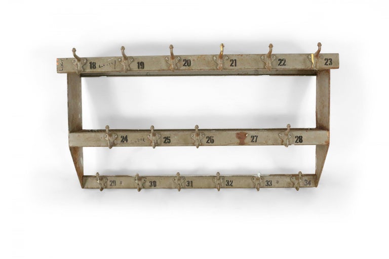 Mid-Century Industrial Unfinished Metal and Mesh Multi-Hook Wall Rack ...