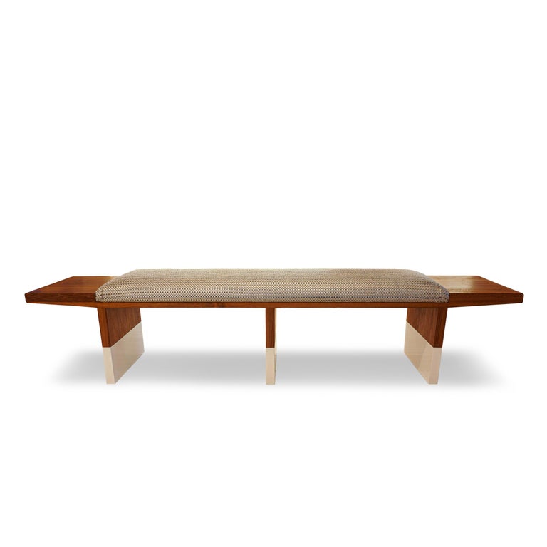 Mid-Century Inspired Teak Bench with White Lacquer Dipped Legs For Sale ...