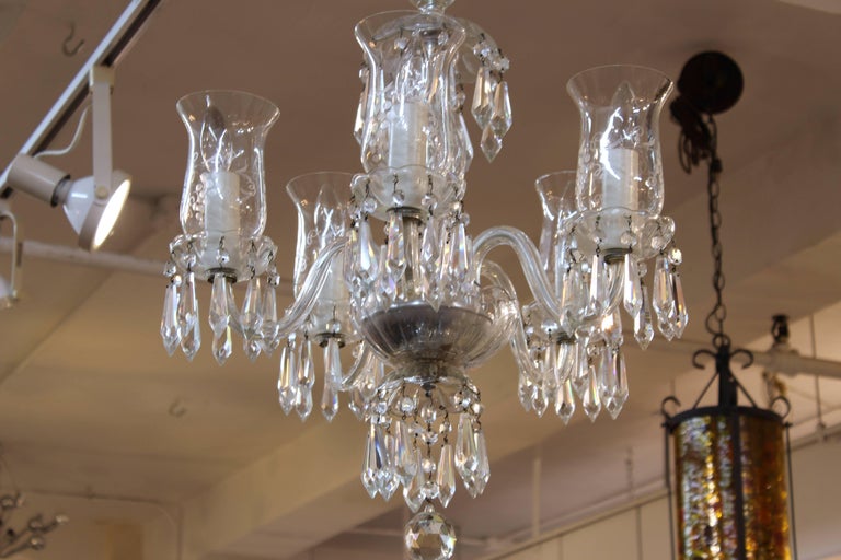 Midcentury Irish Glass and Lucite Chandelier For Sale at 1stDibs