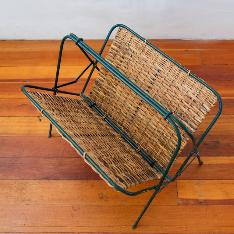 Midcentury Iron and Cane Magazine Rack For Sale at 1stDibs | mid ...