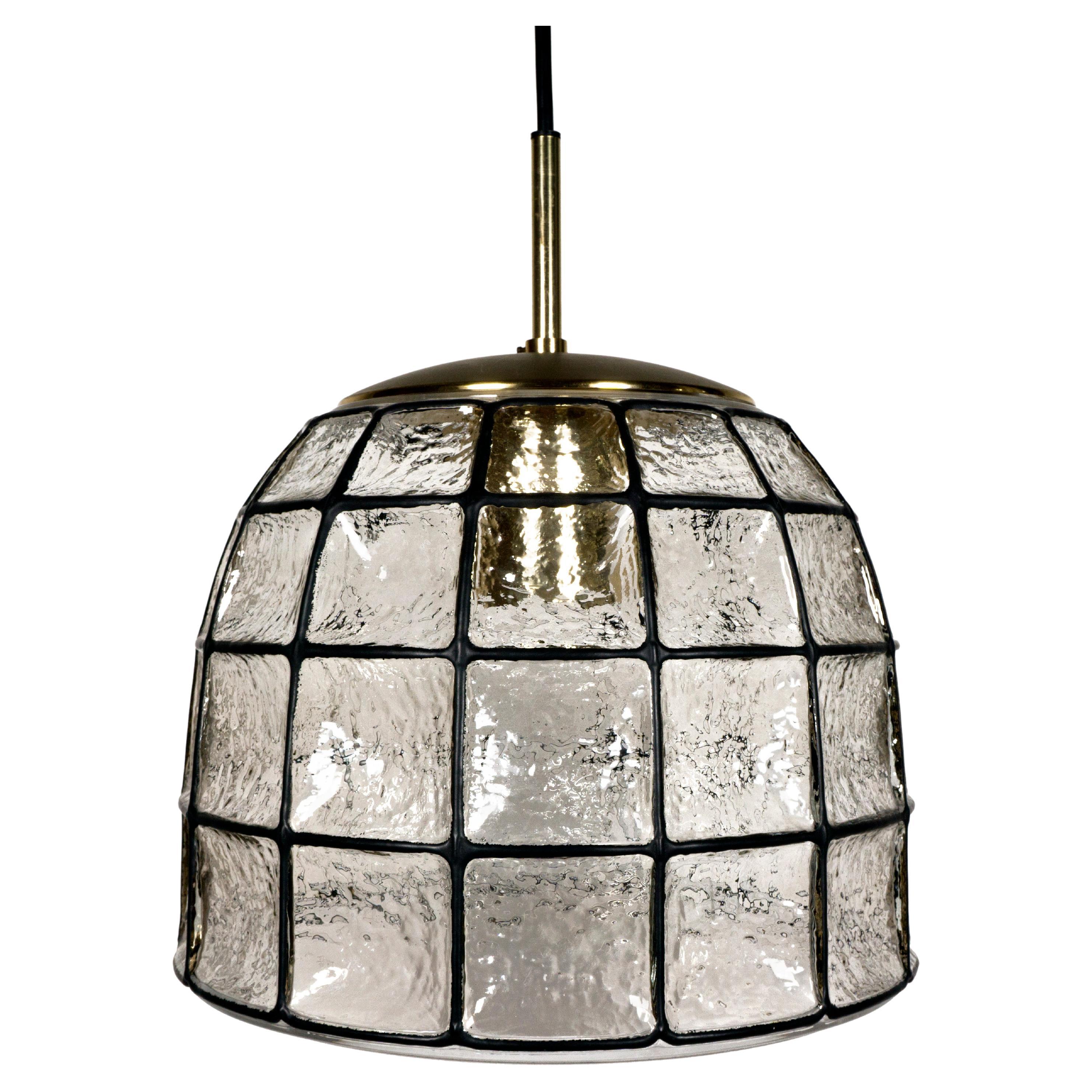 Mid Century Iron Glass Honeycomb Bell Shaped Pendant Light by Limburg ...