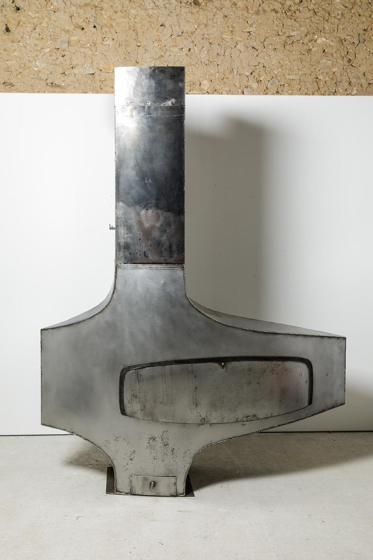 Midcentury Iron Sculptural Fireplace Abstract Form by Imbert, circa ...