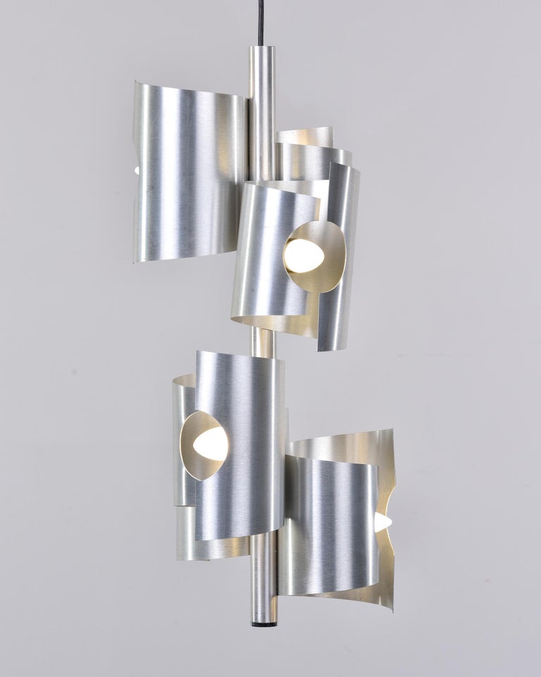 Mid-Century Italian Aluminum 6 Light Fixture For Sale at 1stDibs