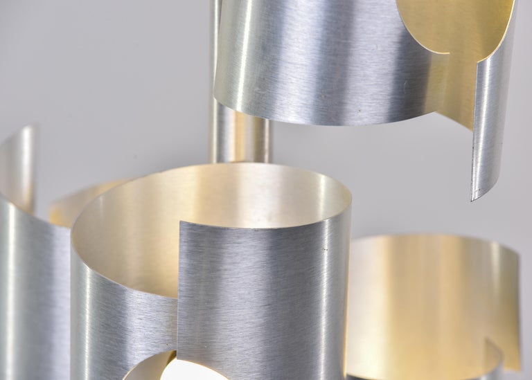 Mid-Century Italian Aluminum 6 Light Fixture For Sale at 1stDibs