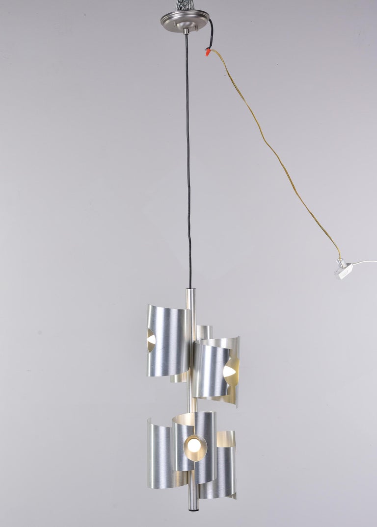 Mid-Century Italian Aluminum 6 Light Fixture For Sale at 1stDibs