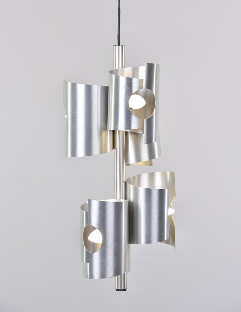 Mid-Century Italian Aluminum 6 Light Fixture For Sale at 1stDibs